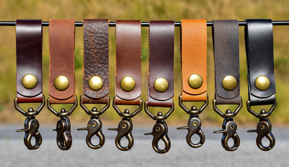 Handmade Leather Key FOB | Keychain – In Blue Handmade